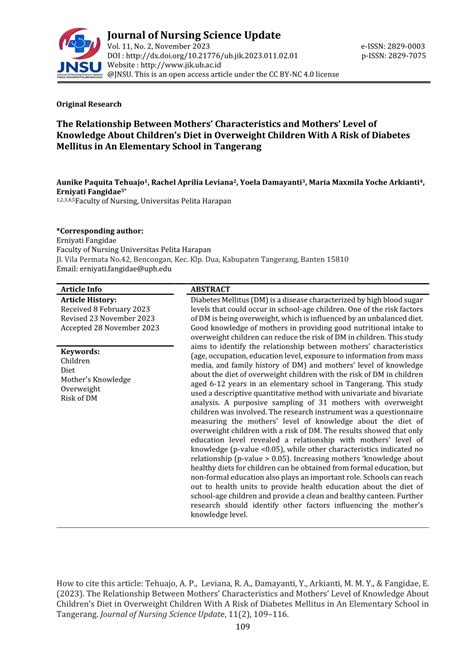 Pdf The Relationship Between Mothers Characteristics And Mothers Level Of Knowledge About