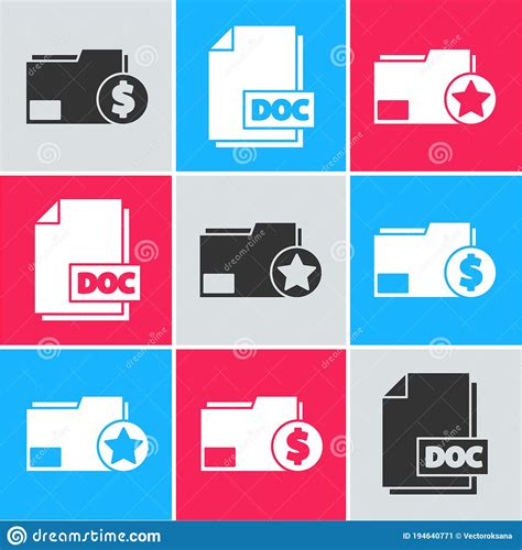 set finance document folder doc file document and document folder with