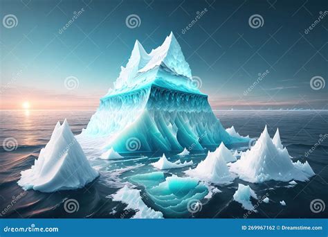 Large Iceberg Floating In The Sea By AI Generated Stock Illustration