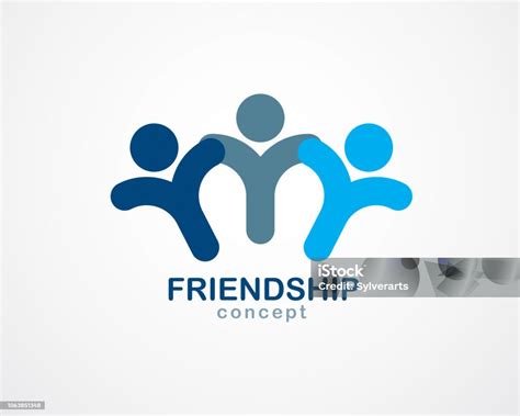 팀웍과 우정 개념 사람들이 승무원으로 간단한 기하학적 인 요소를 사용 하 여 만든 벡터 아이콘입니다 화합과 협력 아이디어