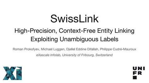 swisslink high precision context free entity linking exploiting