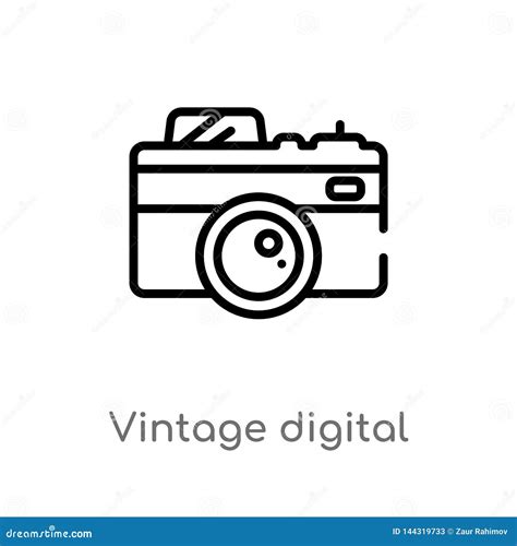 Outline Vintage Digital Camera Vector Icon Isolated Black Simple Line Element Illustration From