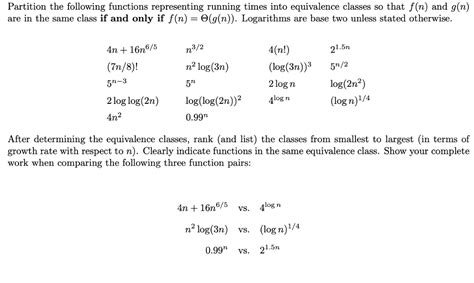 solved partition the following functions representing