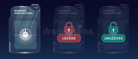 Hud Retinal Recognition Biometric Id Scan Dashboard Concept Set User Eye Verification Scanner