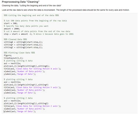 IN MATlab Assignment Part Preprocess Data Chegg