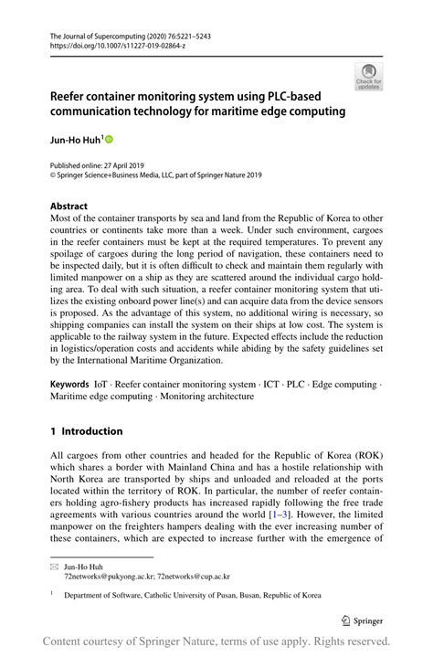 Reefer Container Monitoring System Using Plc Based Communication Technology For Maritime Edge
