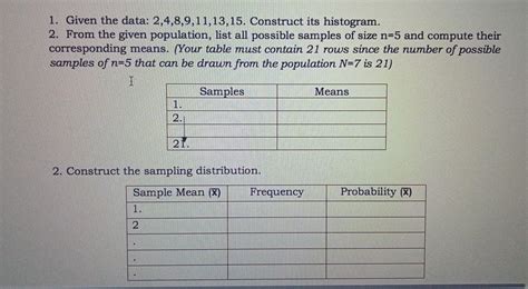 solved 1 given the data 2 4 8 9 11 13 15 construct its histogram 2