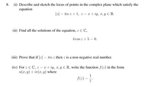 Solved I Describe And Sketch The Locus Of Points In The Chegg