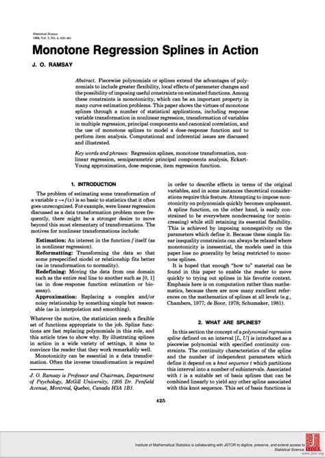 pdf monotone regression splines in action