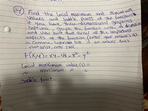 solved 14 find the local maximum and minimum values and