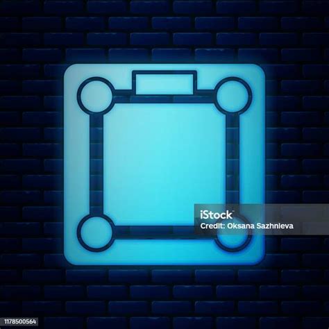 빛나는 네온 욕실 벽돌 벽 배경에 격리 아이콘 을 확장합니다 무게 측정 장비 체중 계수 피트 니스 스포츠 개념 벡터 일러스트레이션 가정 생활에 대한 스톡 벡터 아트 및 기타