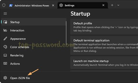 windows terminal settings json location password recovery