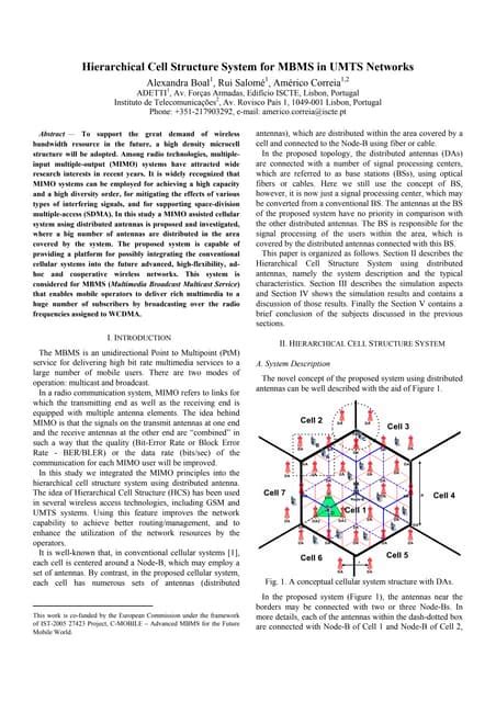 Hcs Hierarchical Cell Structure System For Mbms In Umts Networks Pdf Computer Networking