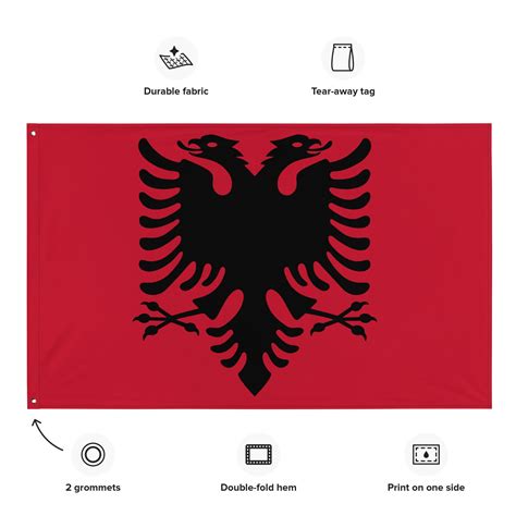 Albanian Flag Flamuri Shqiptar Kuq E Zi Etsy