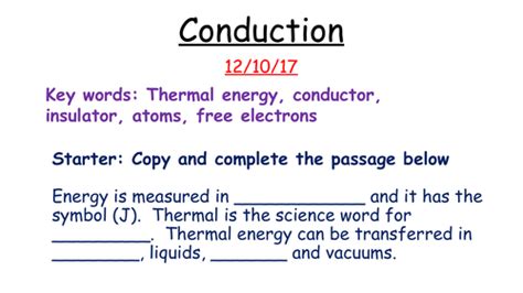 Conduction For Ks3 Science Teaching Resources