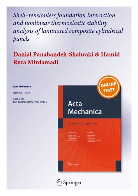 Pdf Shell Tensionless Foundation Interaction And Nonlinear