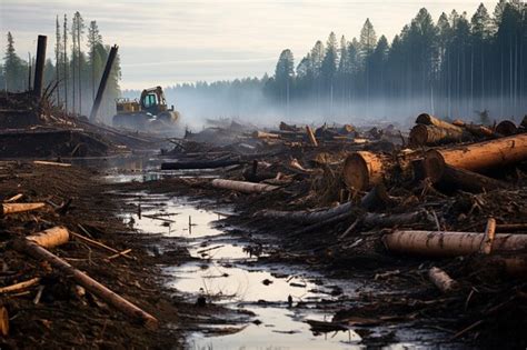 Ecological Impact Consequences Logging Picture Premium Ai Generated Image