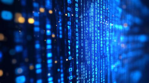 Abstract Visualization Of Digital Data Binary Code Streams In Blue