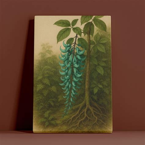 Strongylodon Macrobotrys Canvas Wall Art Vintage Botanical Print Jade