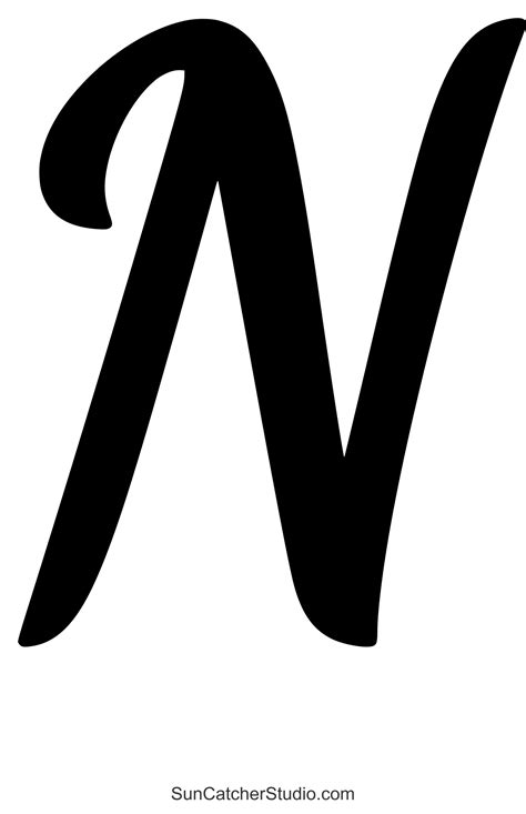 Fancy Cursive Letter N Letter N Initial Monogram Black And