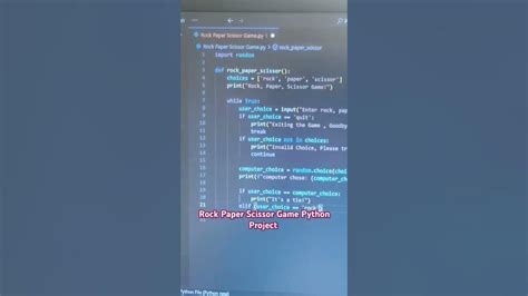 Rock Paper Scissors Game Python Project Pythonforbeginners Pythontutorial Youtube