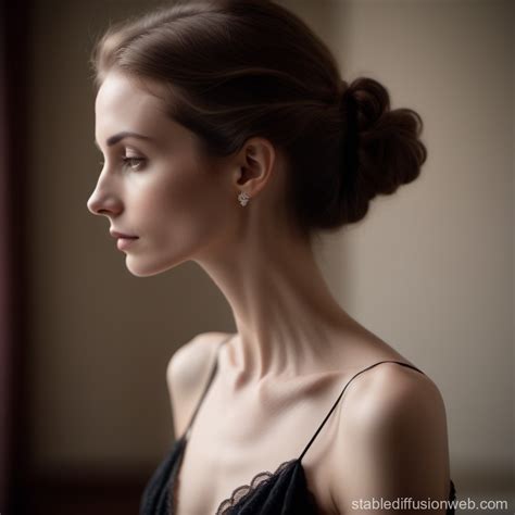 A Side Profile Photography Of An Meager Anorexic Skinny Woman Posing