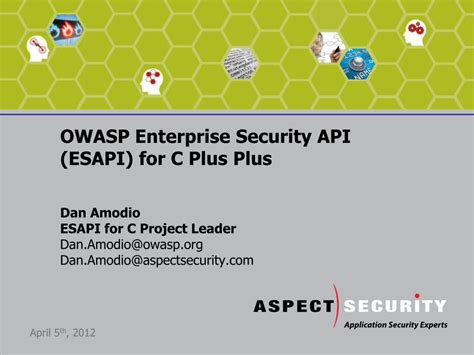 Pdf Owasp Enterprise Security Api Esapi For C Plus Plus · Owasp