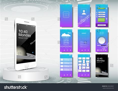 Ui Ux Mobile Application Template Gradient Stock Vector Royalty Free 696038581 Shutterstock