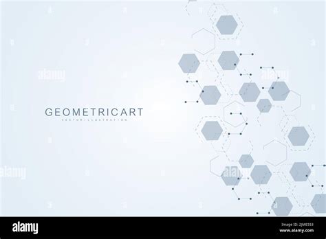 Science Network Pattern Connecting Lines And Dots Technology Hexagons
