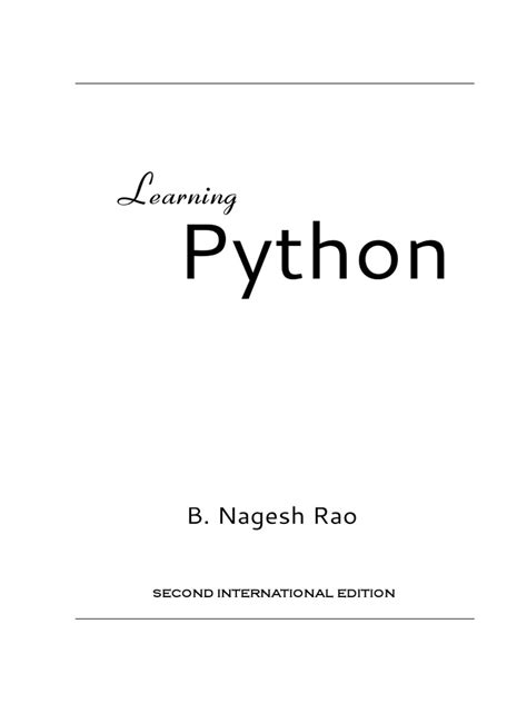 Nagesh Rao Learning Python Cyberplus Infotech 2021 Pdf Python