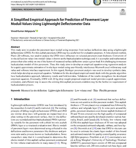 pdf a simplified empirical approach for prediction of pavement layer