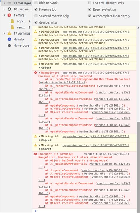 Maximum Call Stack Size Exceeded Opening A Dashboard · Issue 10127 · Metabasemetabase · Github