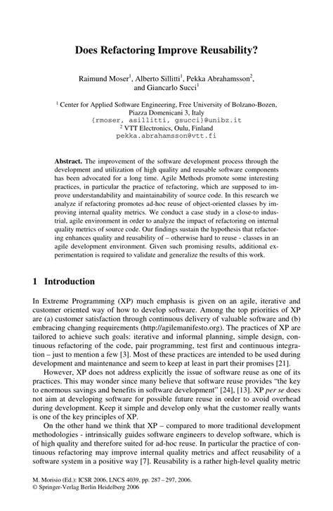 Pdf Does Refactoring Improve Reusability