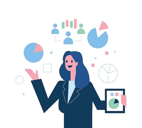 Premium Vector Female Speaker And Presenting Business Data Analysis