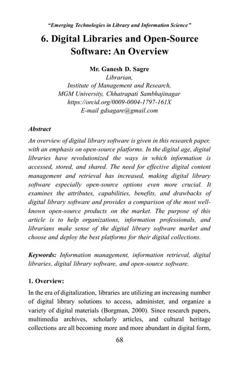 Pdf Digital Libraries And Open Source Software An Overview