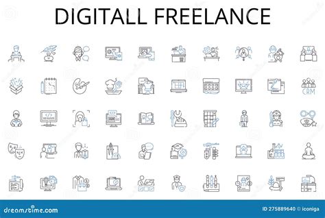 Digitall Freelance Line Icons Collection Congregation Horde Cluster Multitude Gathering