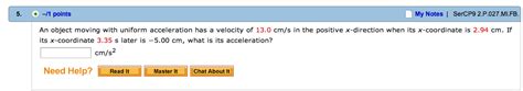 Solved An Object Moving With Uniform Acceleration Has A Chegg
