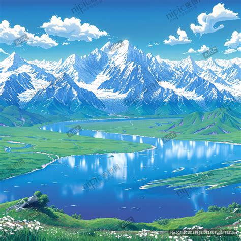 Ai创作图山川草地河流 高山草原河流湖泊 雪山河流图 高山河流雪山湖泊 高原湖泊背景图片 山川河流插画 雪山河流草原 蓝天白云雪山湖泊 蓝天白云山脉草地背景 手绘草原草雪山 冰河雪山草甸 高山