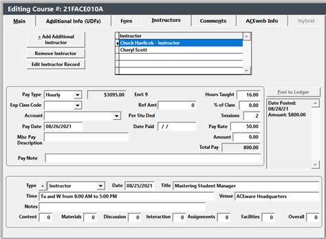 Course Instructors Tab Aceware Help Center