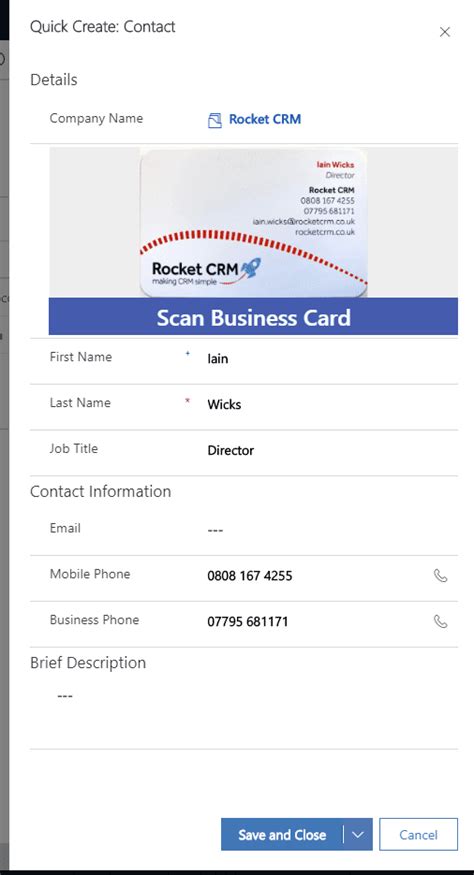 scan business card feature in microsoft dynamics 365