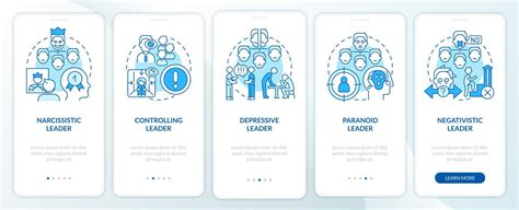Types Of Toxic Leaders Blue Onboarding Mobile App Screen Walkthrough 5
