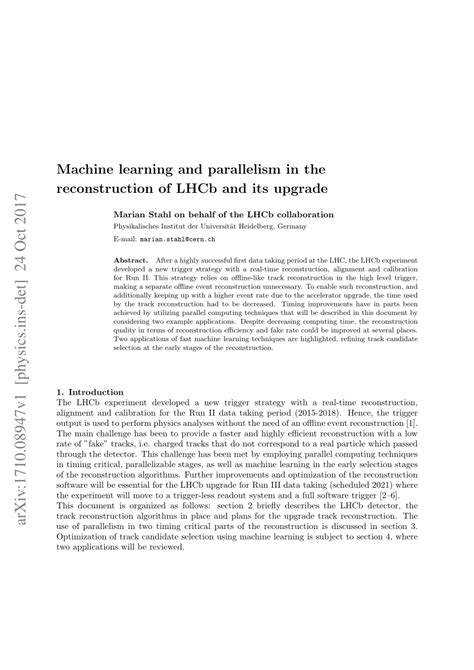 Pdf Machine Learning And Parallelism In The Reconstruction Of Lhcb And Its Upgrade