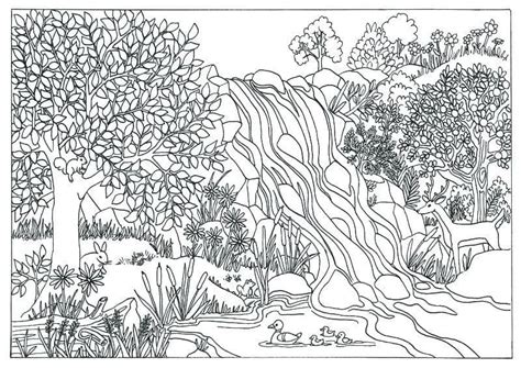 Coloring Page Waterfall Nature Printable Coloring Pages Sexiz Pix