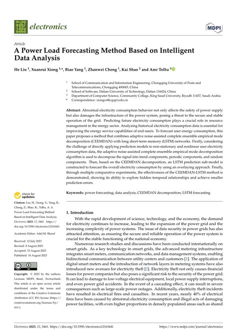 Pdf A Power Load Forecasting Method Based On Intelligent Data Analysis
