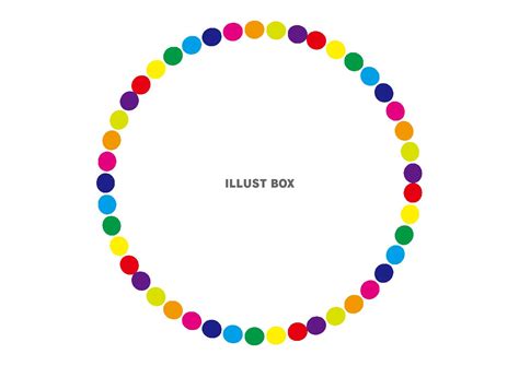 無料イラスト 7枠カラフル水彩水玉・円