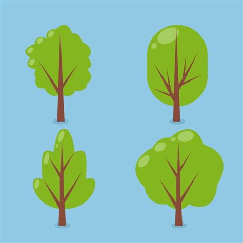 Premium Vector Set Tree Flat Element