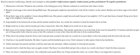 solved based in operant conditioning identify each example