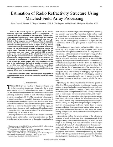 Pdf Estimation Of Radio Refractivity Structure Using Matched Field Array Processing