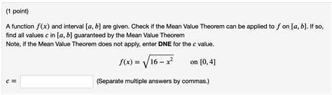 Solved Point A Function F X And Interval A B Are Chegg