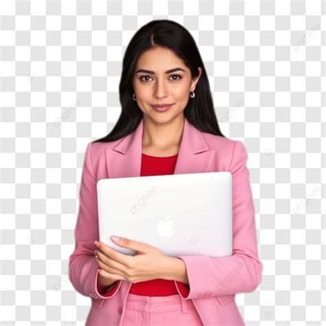 Ai Girl In Pink Suit With A Laptop Pink Suit Ai Model Ai Girl Ai Virtual Assistant Png